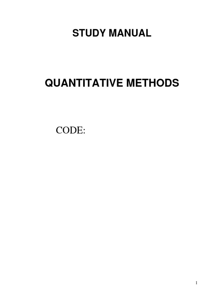 Study Manual Quantitative Methods | PDF | Statistical Significance ...
