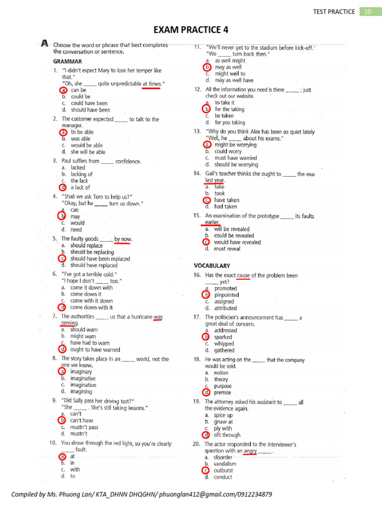 Exam Practice Vocabulary Guide | PDF