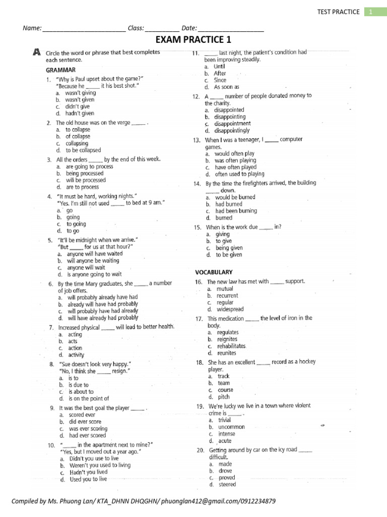 Unit 2. Practice Test 1-10 | PDF