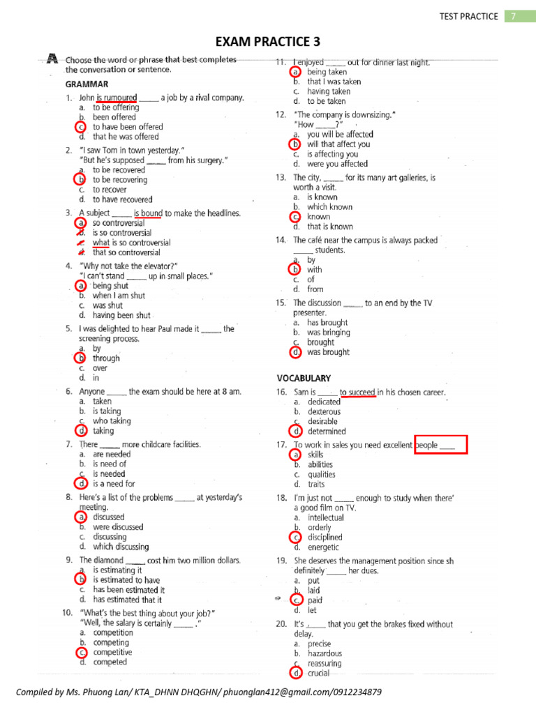 Unit 2. Practice Test 3 (Key) | PDF