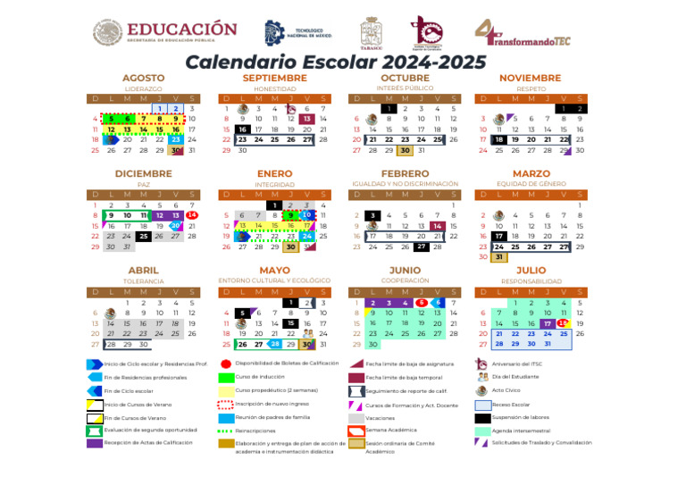 Calendario Escolar ITSC 2024-2025 | PDF