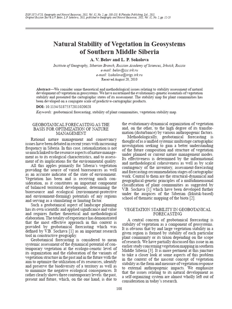 2011 Belov - Geosystems of Southern Middle Siberi | PDF | Vegetation ...
