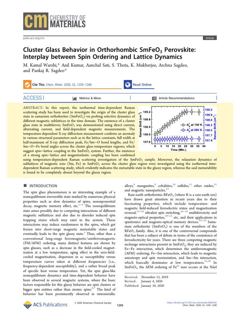 Spin Dynamics in SmFeO3 Perovskite | PDF | Magnetism | Ferromagnetism