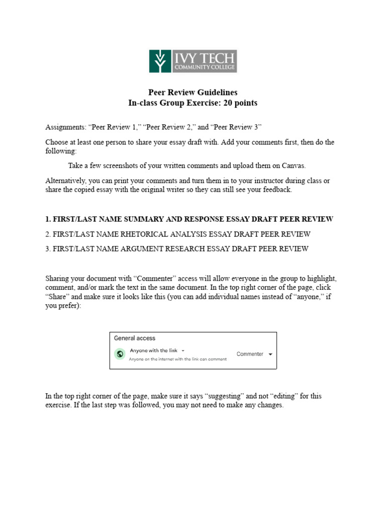 E111 Peer Review Guidelines | PDF | Essays | Peer Review