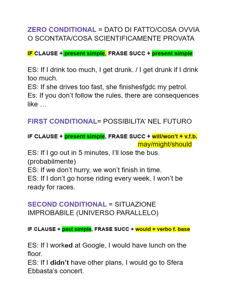 CONDITIONALS in Italiano | PDF