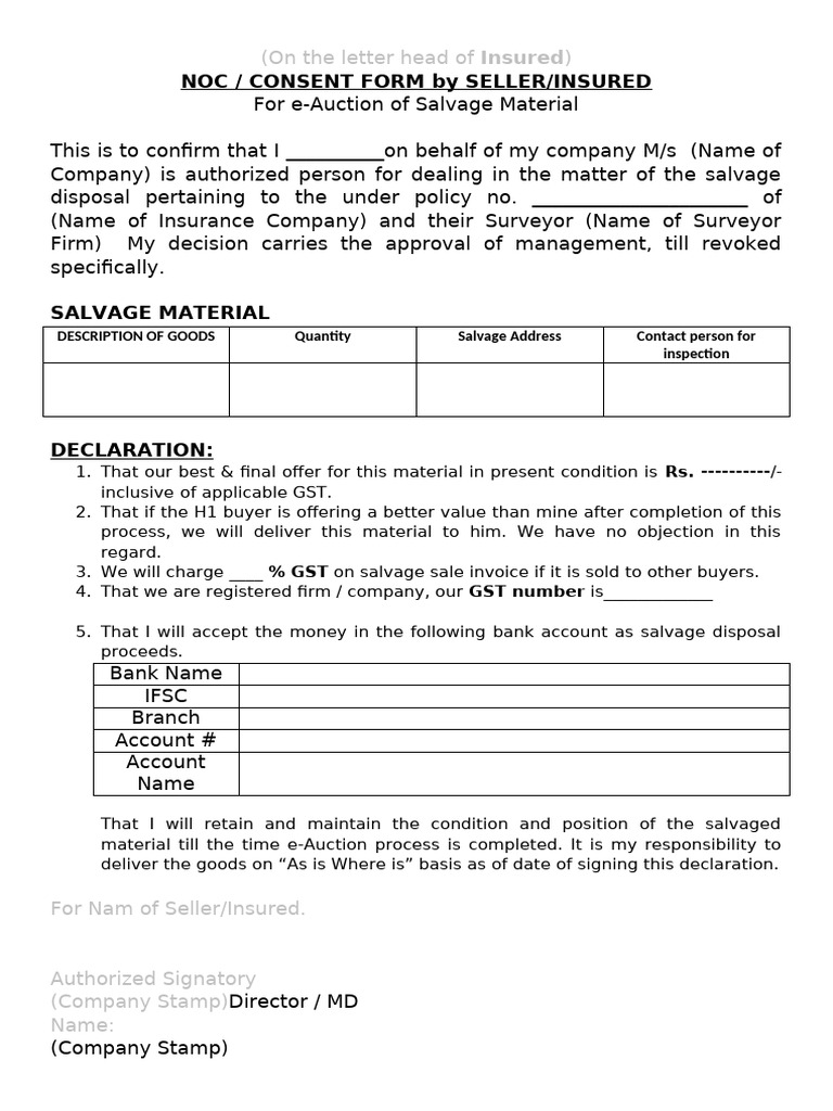 General NOC Consent Letter | PDF