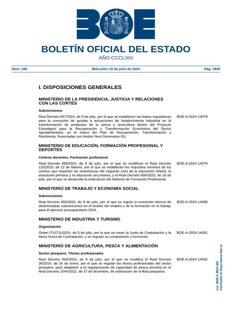 Ayudas y Normativas del BOE 2024 | PDF | Oficial general | España