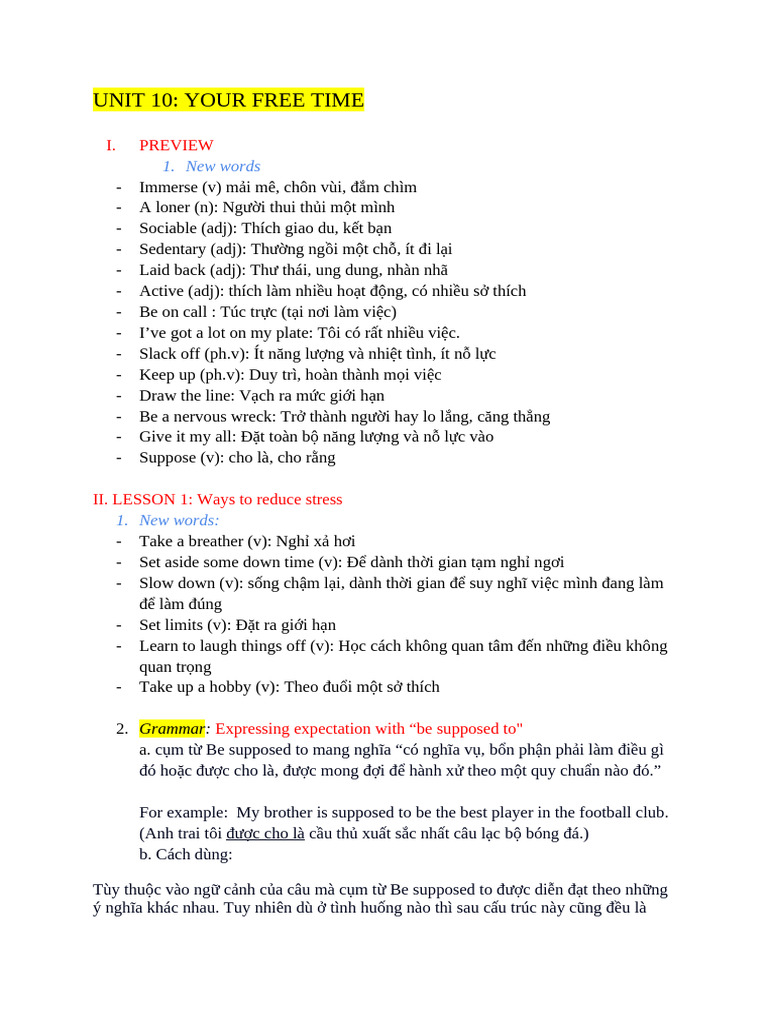 Unit 10 - Your Free Time | PDF