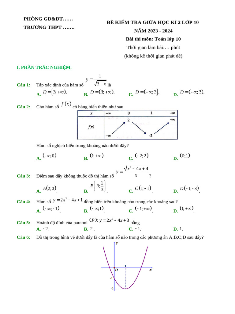 De Thi gk2 Toan 10 KNTT de 5 | PDF