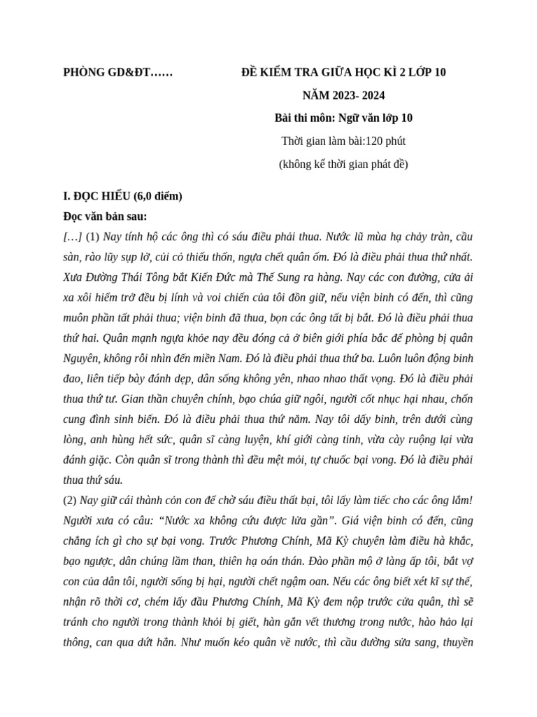 De Thi GHK 2 Van 10 KNTT de 6 | PDF