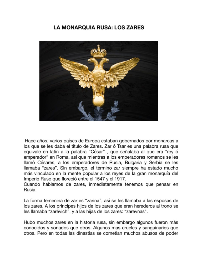 Historia de los Zares Rusos: Iván el Terrible | PDF | Zar | Monarquía