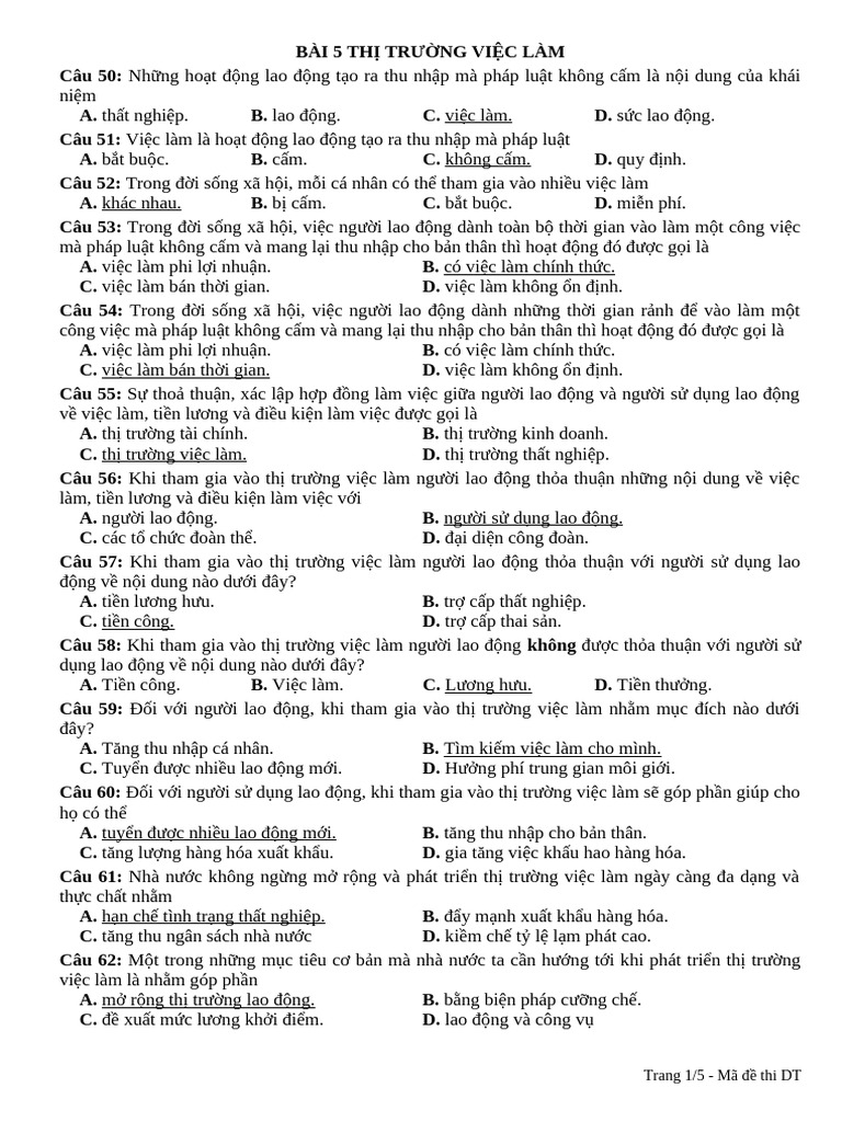 CDV - K11 - Bài 4 - Thị trường việc làm | PDF