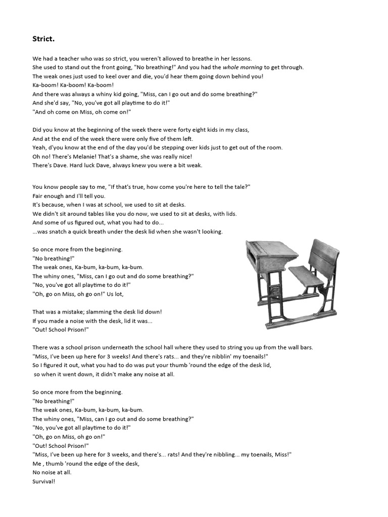 Poem Strict No Breathing Michael Rosen 2 | PDF
