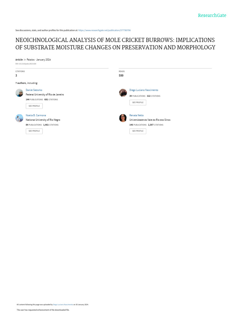 Neoichnological Analysis of Mole Cricket Burrows: Implications of ...
