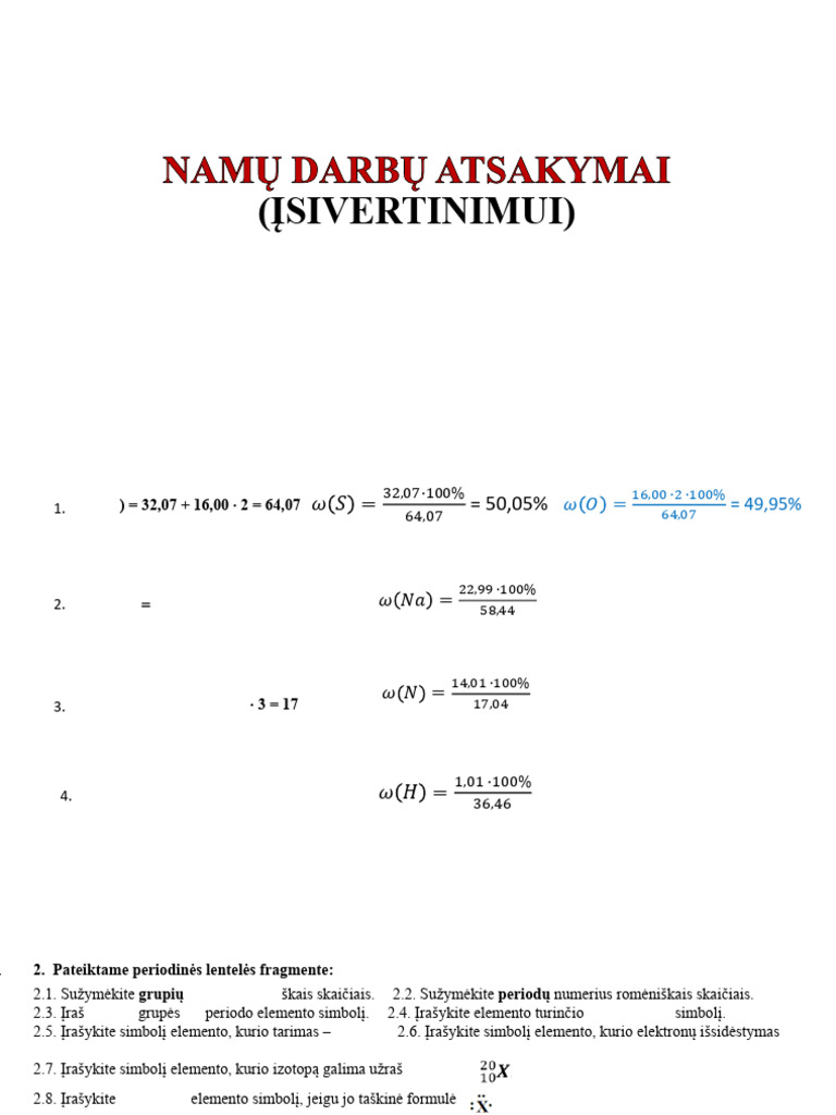 Apibendrinimas 3 Formules, Lentele, Namu Darbu Atsakymai 2 | PDF