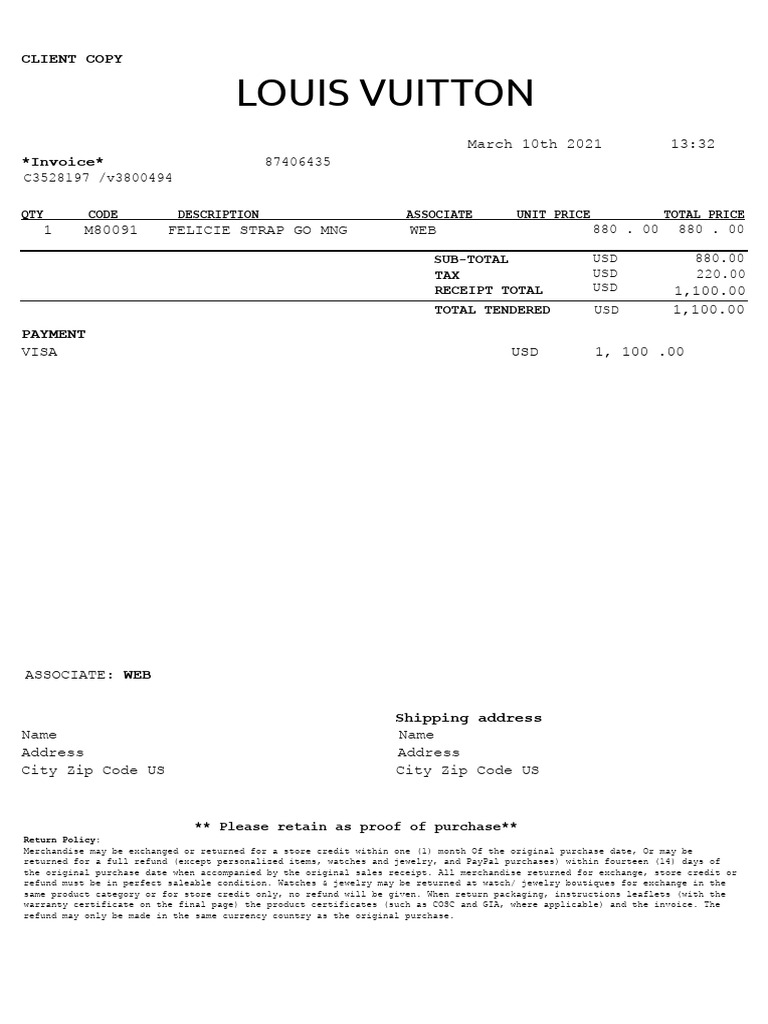 Luois Vuitton Invoice | PDF