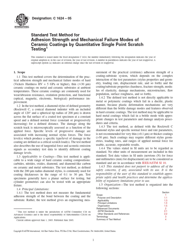 Astm C1624-05 | PDF | Strength Of Materials | Ceramics