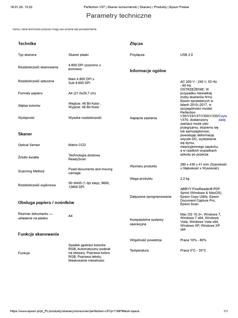Epson Perfection V37 - Skaner | PDF