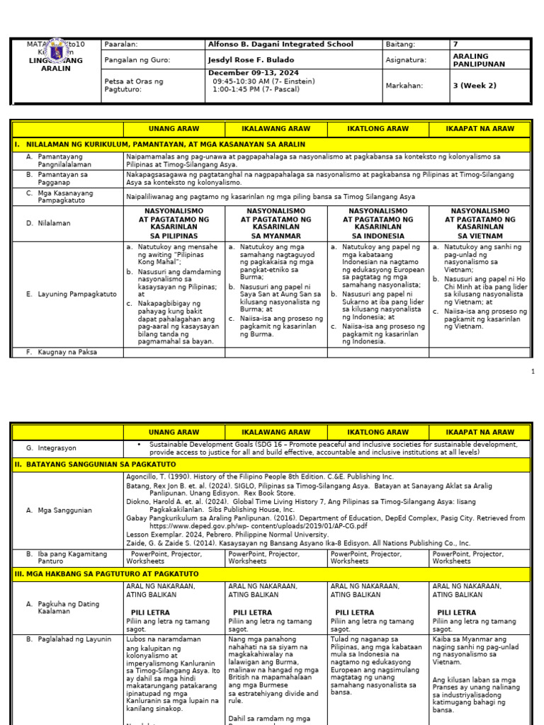 AP7 Q3 Week 2 | PDF