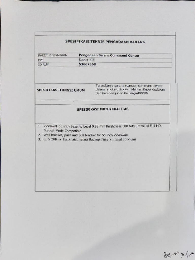 Spesifikasi Command Center | PDF