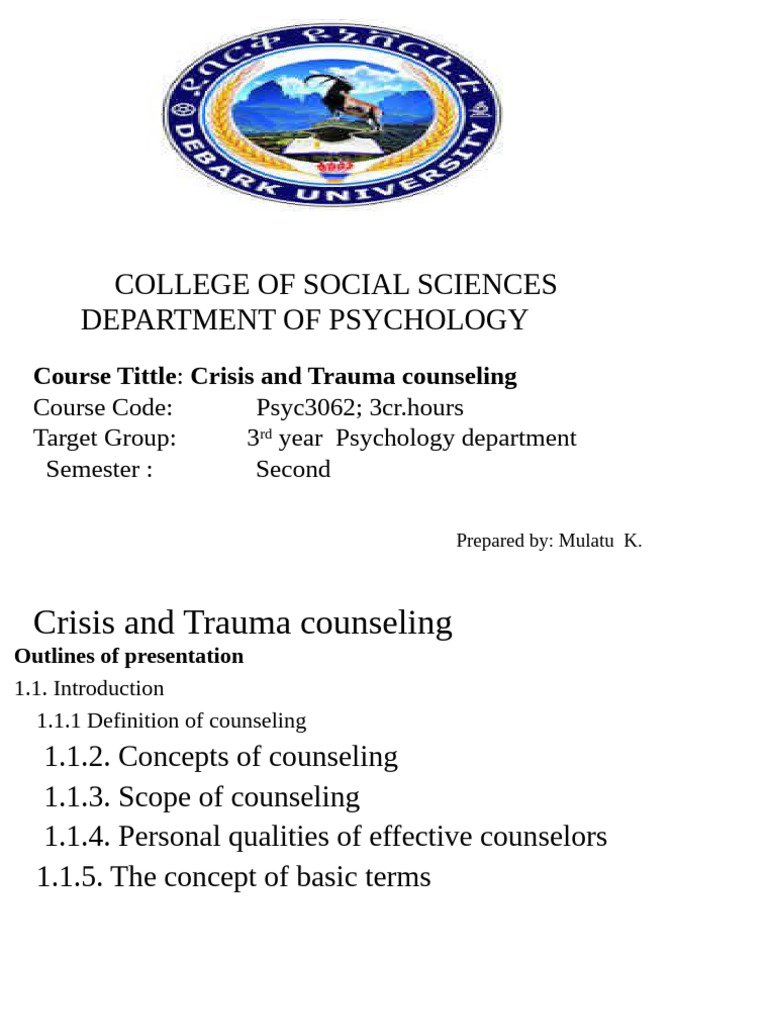 Crisis and Trauma Counseling Overview | PDF | Psychological Trauma | Grief
