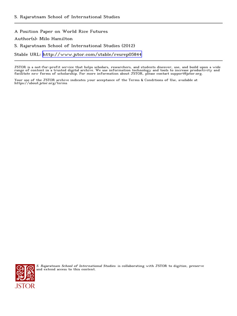 World Rice Futures Position Paper | PDF | Futures Contract | Futures ...