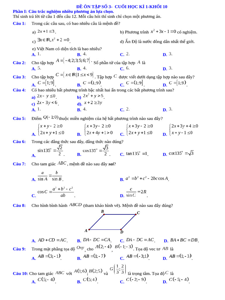 ĐỀ ÔN TẬP SỐ 3 KDA 1 | PDF