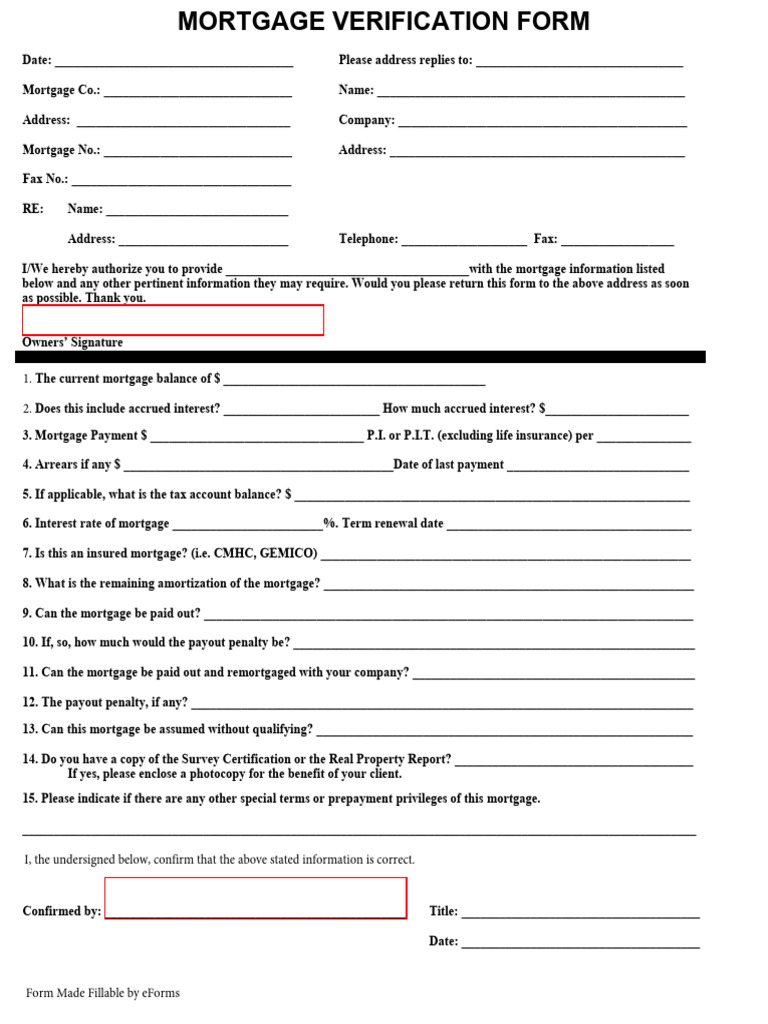 Mortgage-Verification-Form | PDF | Mortgages | Liability (Financial ...