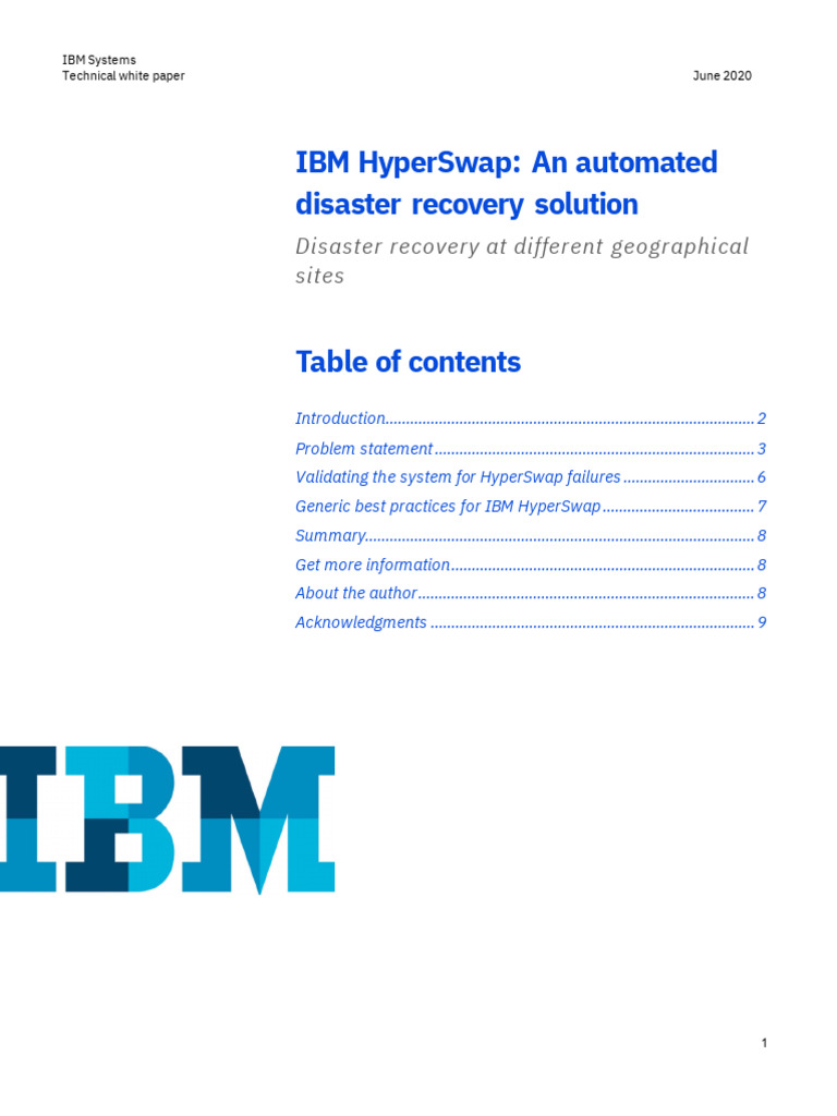 IBM HyperSwap - An Automated Disaster Recovery Solution | PDF ...