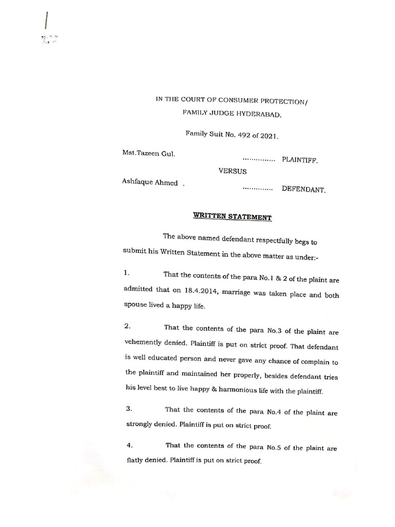 Written Statement (Legal Drafting) VII | PDF