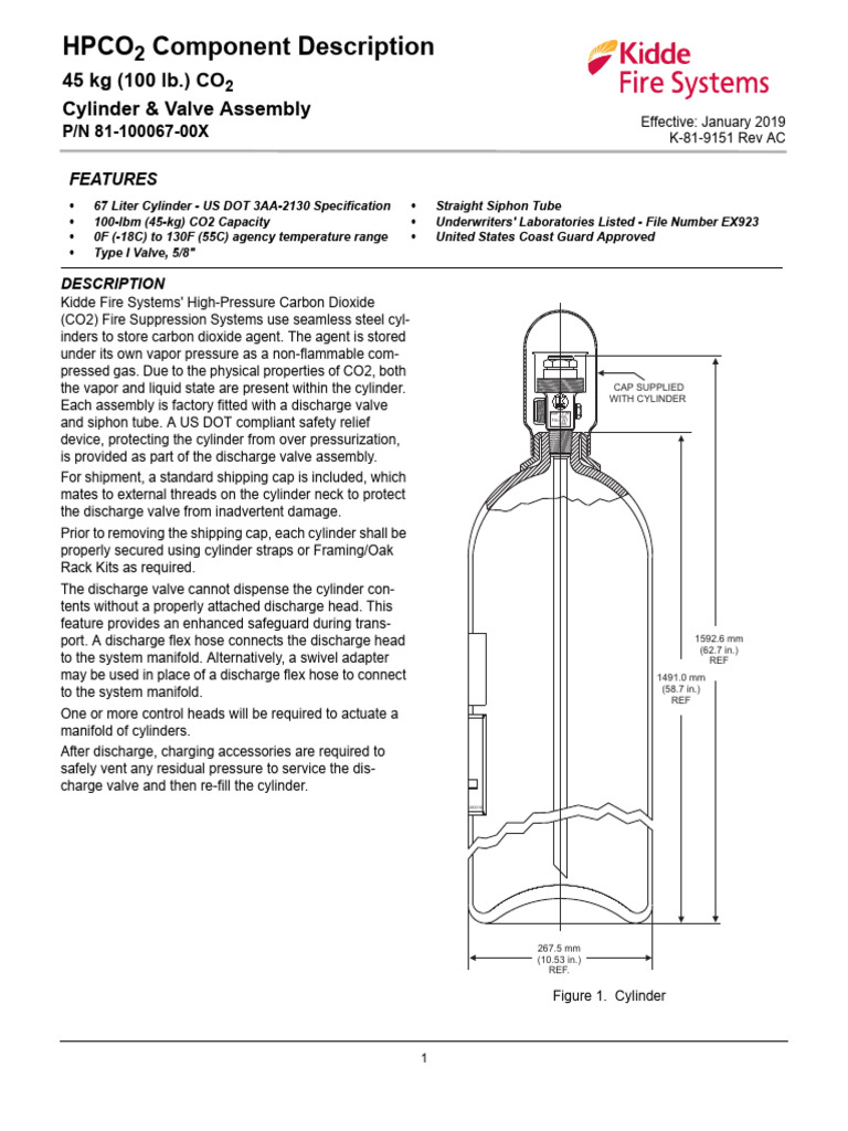 Kidde HPCO2 45 kg-100 LB Cylinder and Valve Assembly K-81-9151 | PDF ...