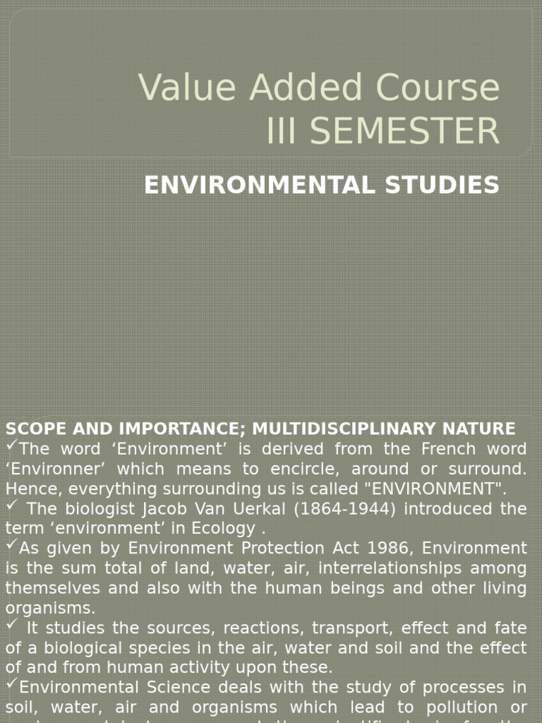 EVS-VAC, 3rd SEM | PDF | Biodiversity | Ecosystem