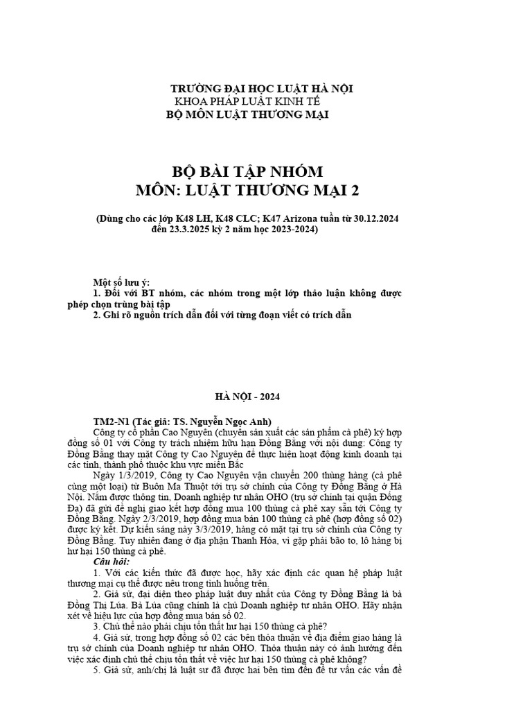 Bộ Đề BTN LTM 2 Kỳ 2 2024 2025 Bộ 1 | PDF