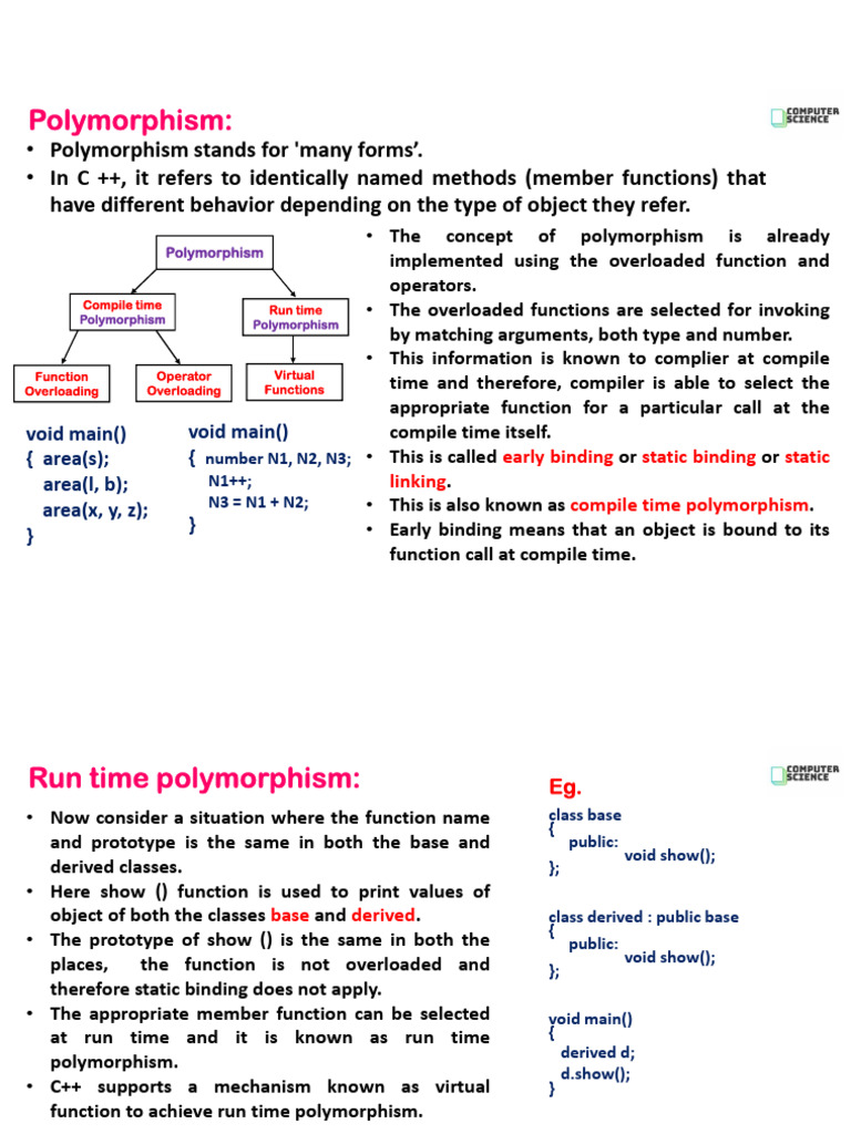 C++ Polymorphism and Memory Management | PDF | Pointer (Computer Programming) | Method (Computer ...