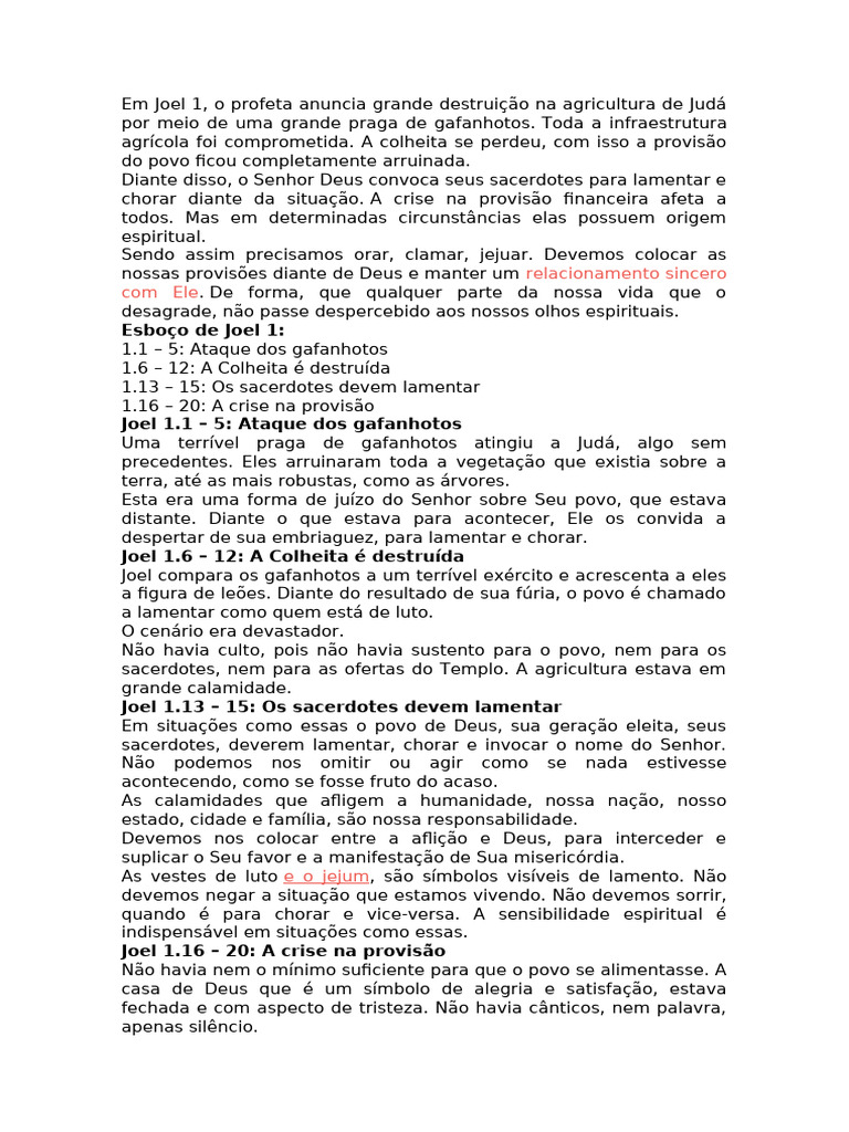 AULA JOEL_2 | PDF | Fé | Deus