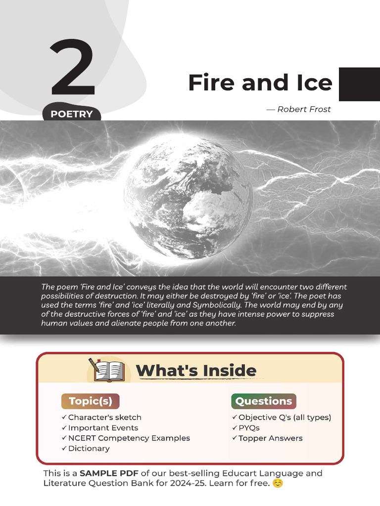 Frost's "Fire and Ice": Emotions' Destruction | PDF | Hatred | Poetry