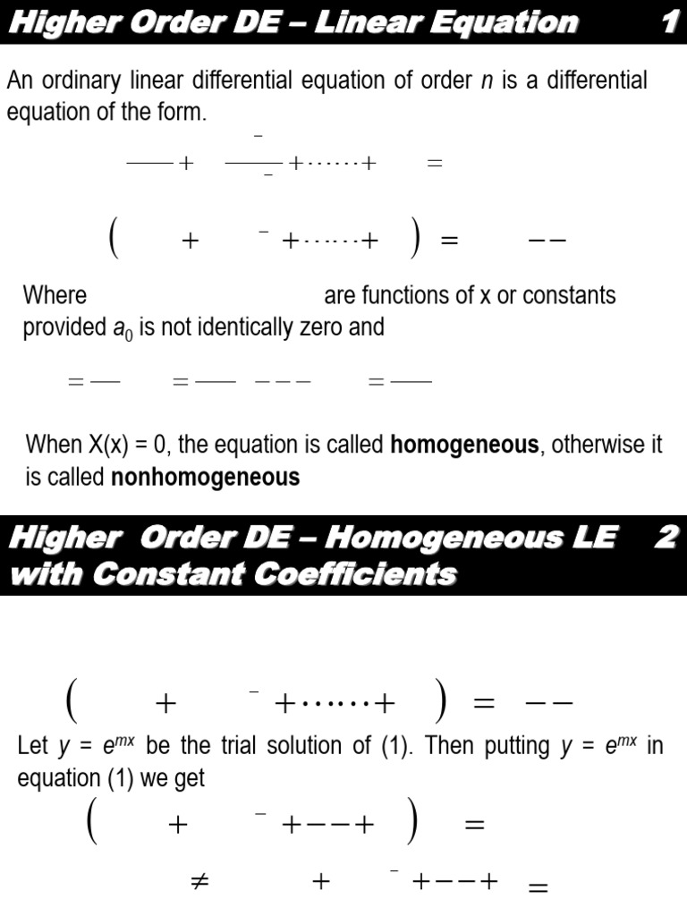 Higher Order Differential Equations | PDF | Ordinary Differential Equation | Calculus