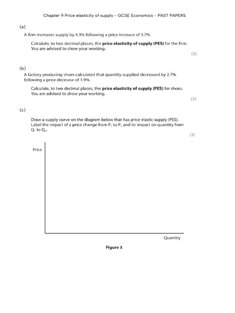 Chapter 9 Price Elasticity of Supply - GCSE Economics - PAST PAPERS | PDF