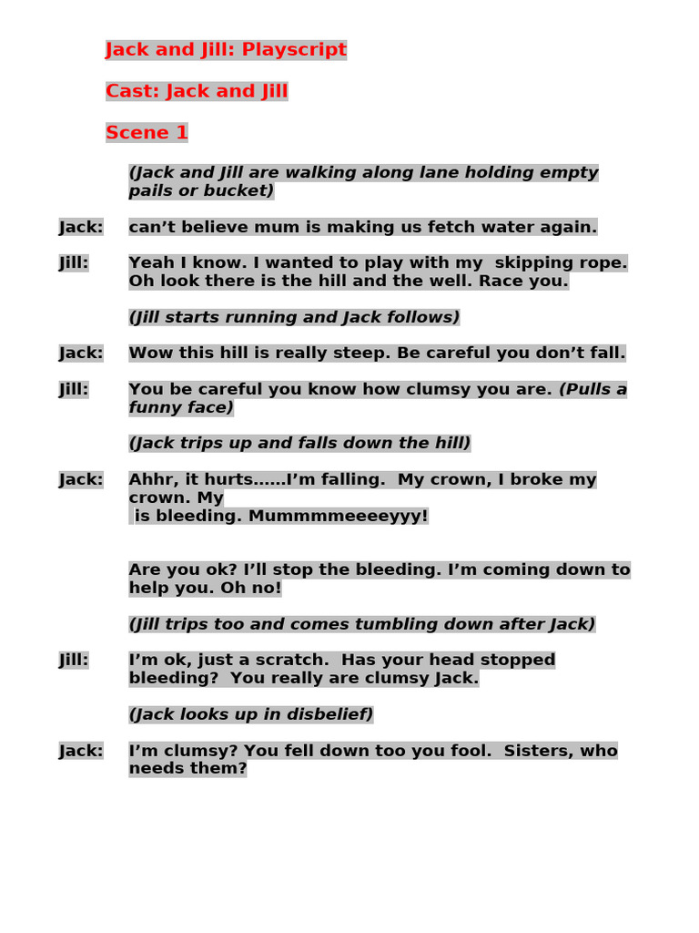 Playscript Jackandjill | PDF