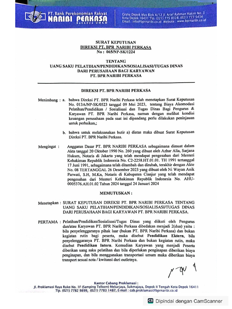 SK No 065.NP-SK.1224 UANG SAKU PENDIDIKAN | PDF