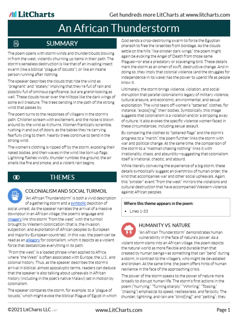 LitCharts An African Thunderstorm | PDF | Storms