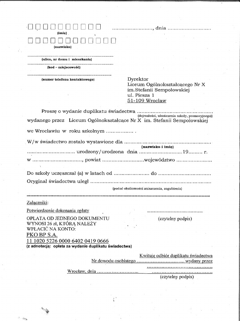Duplikat Swiadectwa | PDF