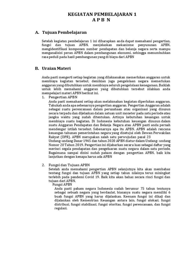 Memahami APBN: Fungsi dan Tujuan | PDF