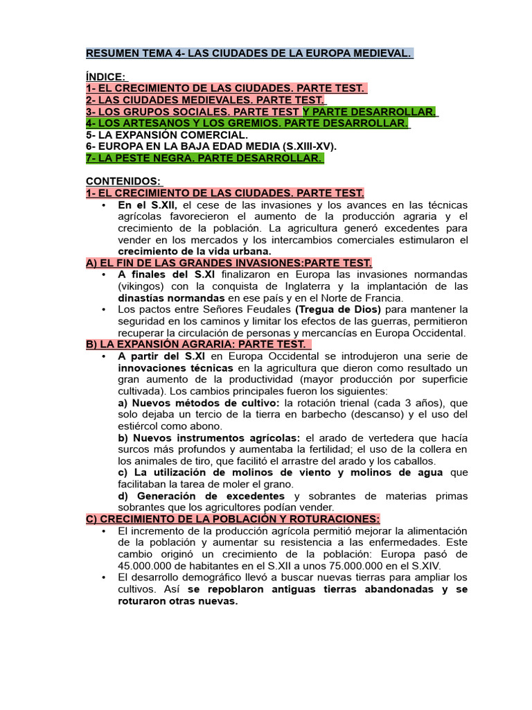 Partes de la ciudad medieval | PDF | Edades medias | Agricultura