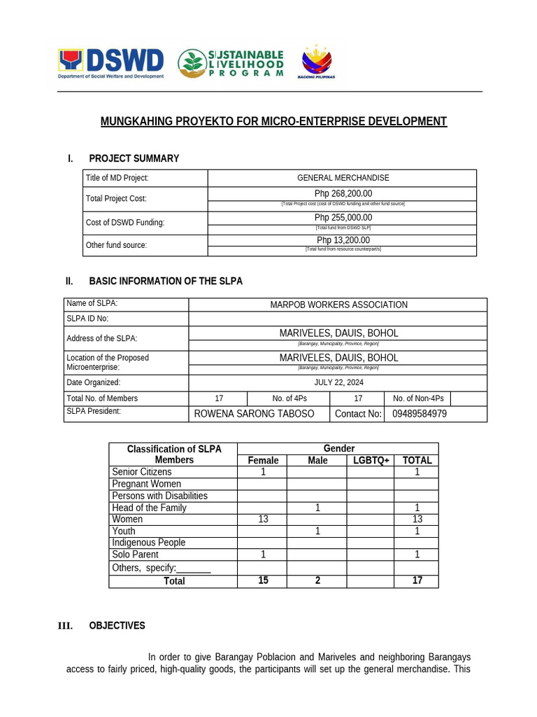 9 Annex 28-REG. Mungkahing Proyekto for Microenterprise Development ...