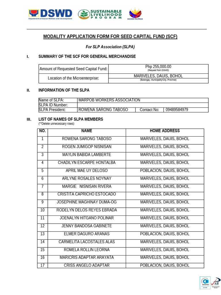 Seed Capital Fund Application Form | PDF | Foods | Business Economics