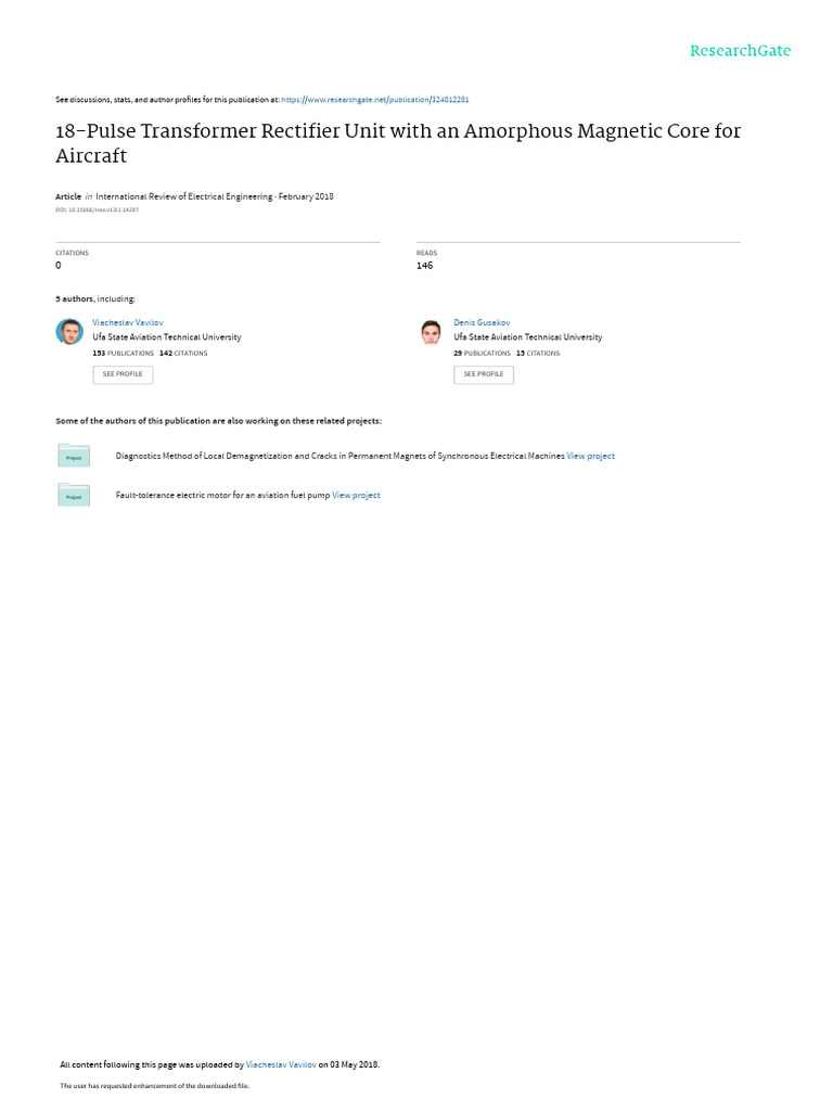 18-Pulse Transformer Rectifier Uni With An Amorphous Magnetic Core For ...
