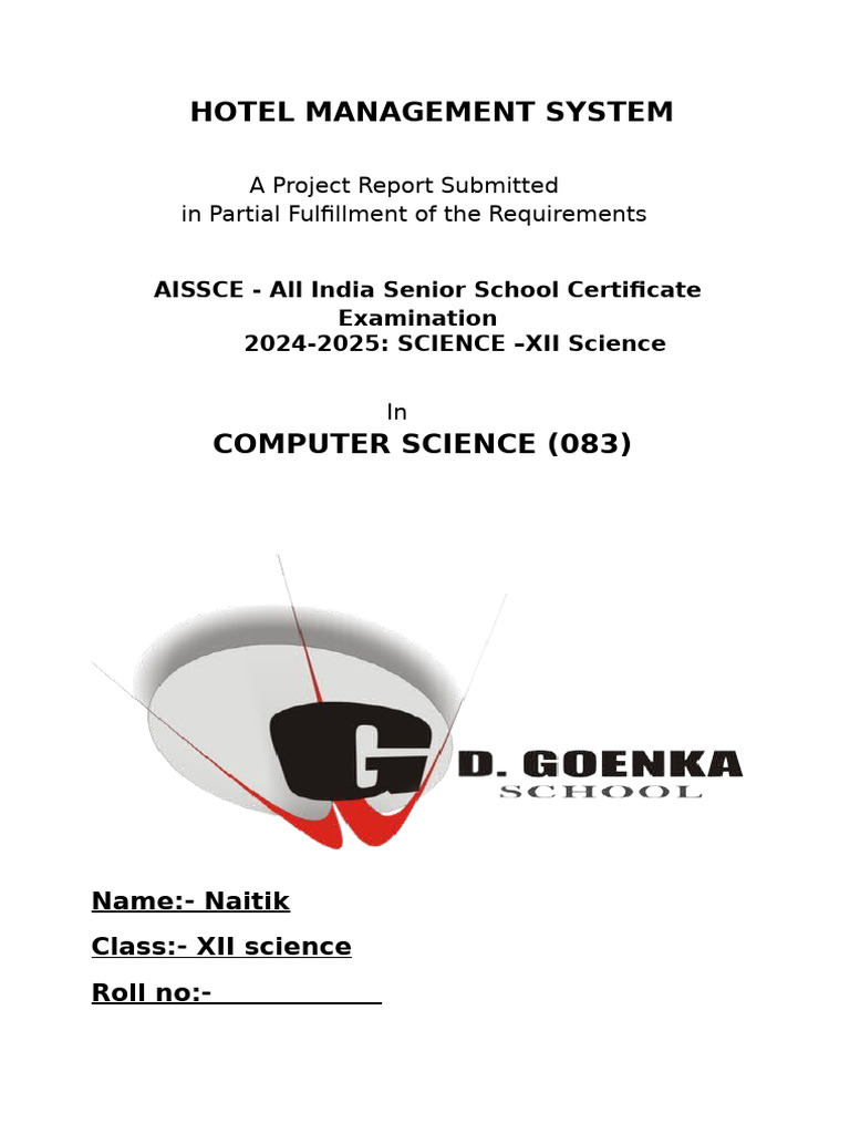 Hotel Management Report | PDF | Trousers | Computing