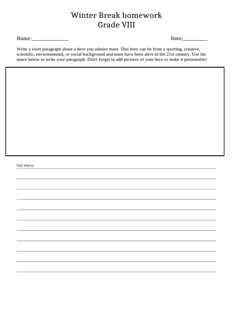 VIII Winter Break Homework | PDF