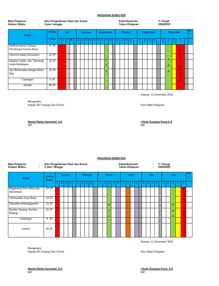 Program Semester IPA & IPS Kelas V | PDF